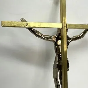 Wall Decor | Vintage Crucifix Brass Gold Toned Cross Silver Jesus ...